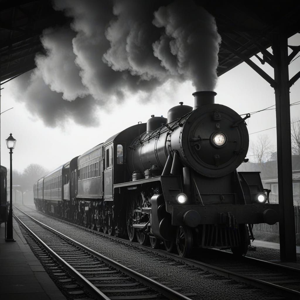 1920's Steam Train Incoming - Classic 1920s Train Station in...