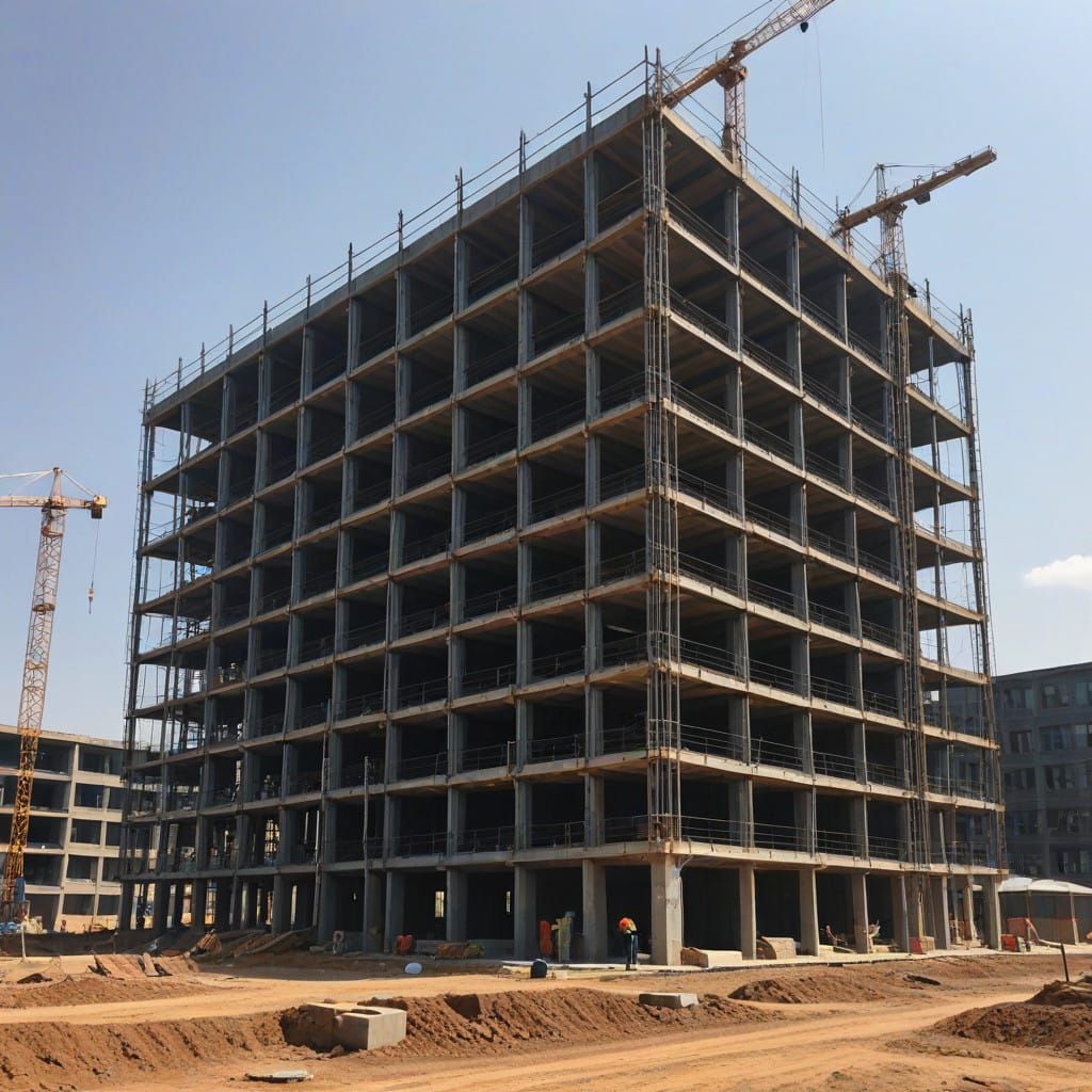 A building in the middle of construction where you can see all the ...