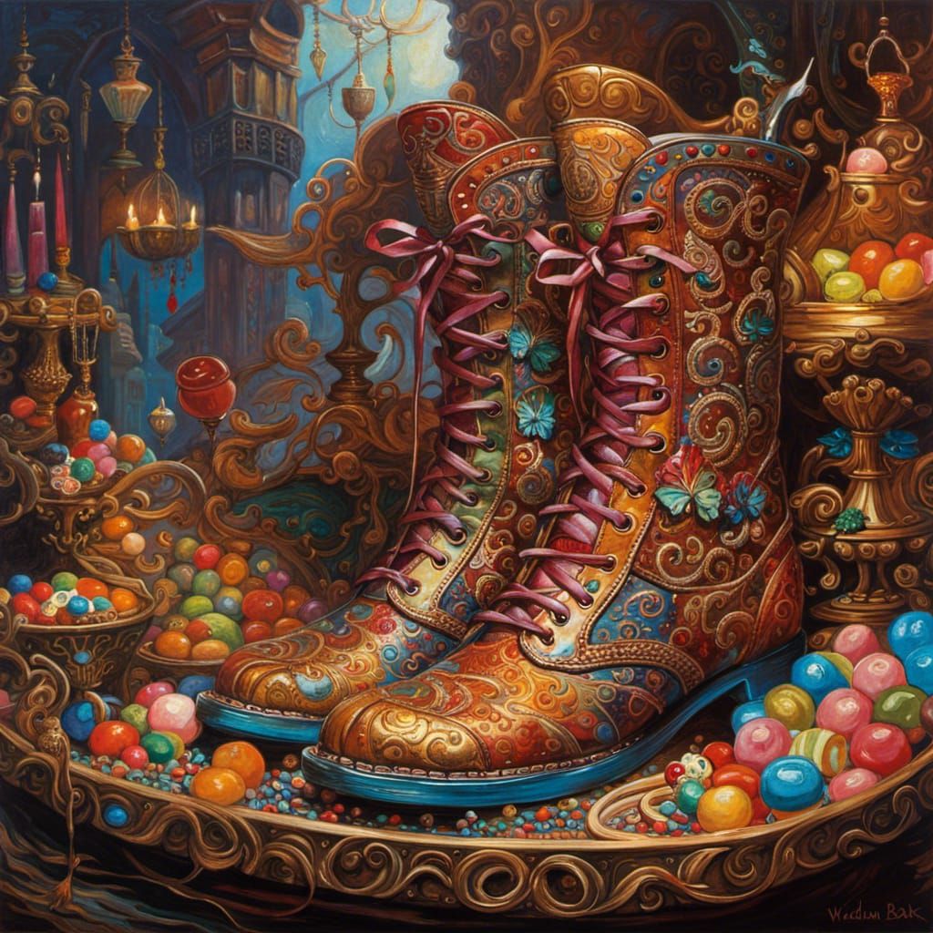 Candy Boots with Licorice Laces - AI Generated Artwork - NightCafe Creator
