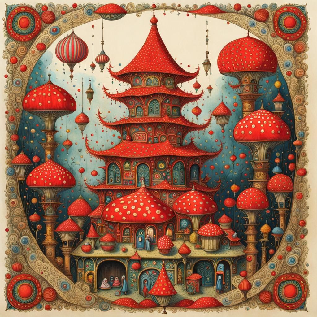Fly agaric castle - AI Generated Artwork - NightCafe Creator