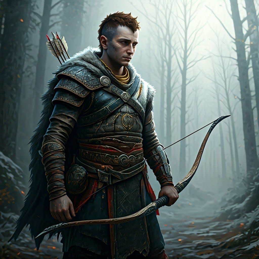 Atreus and his bow - Atreus with Intricately Carved Wooden ...