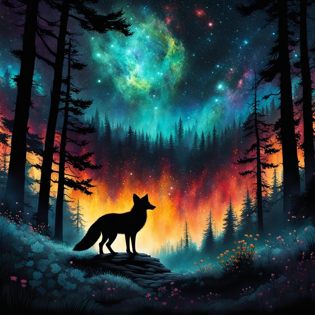 night of the fox - AI Generated Artwork - NightCafe Creator