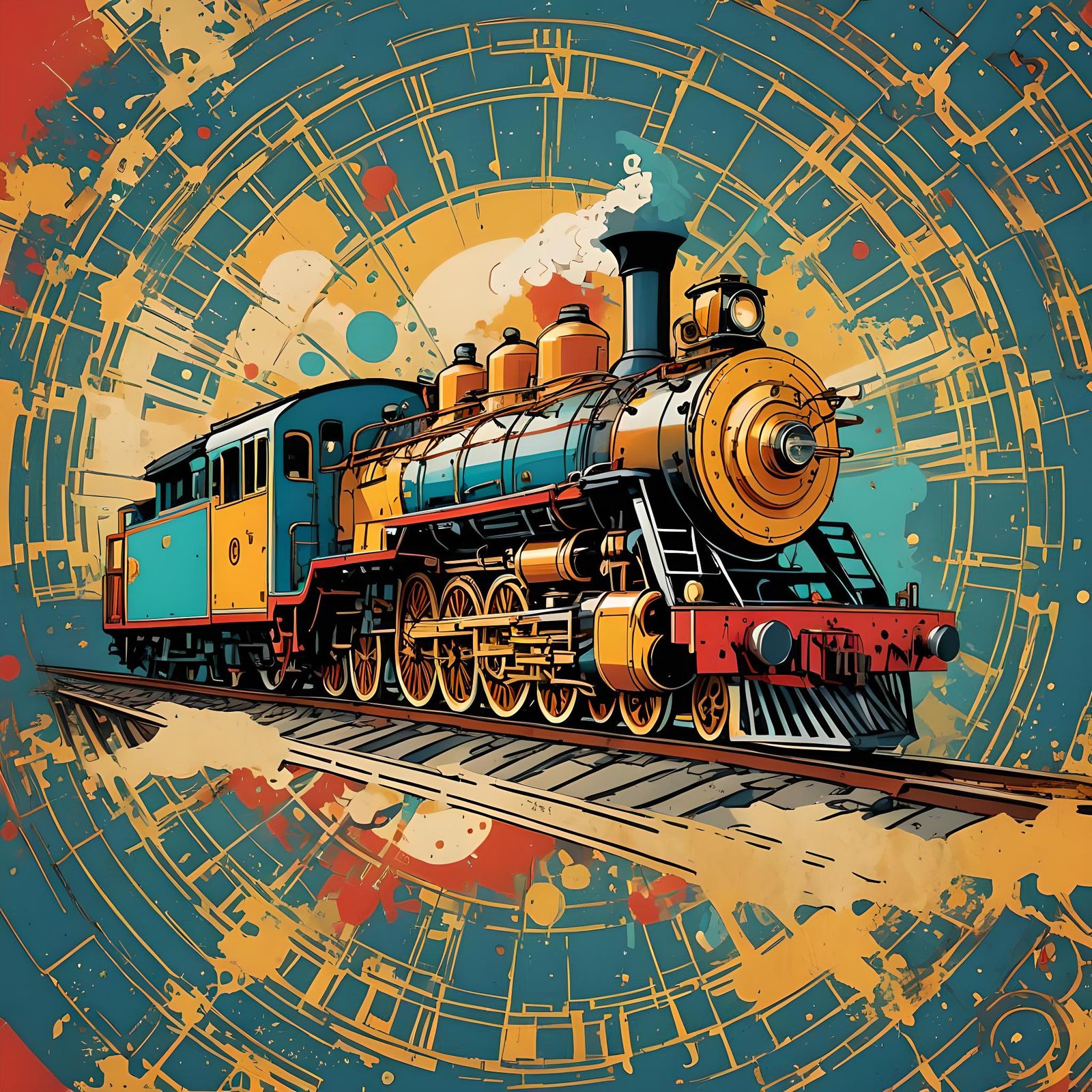 Pop Art Steam Locomotive - AI Generated Artwork - NightCafe Creator