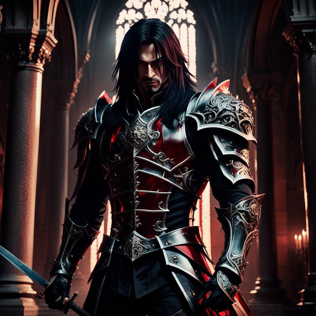 Regal Vampire Knight in Gothic Armor - AI Art