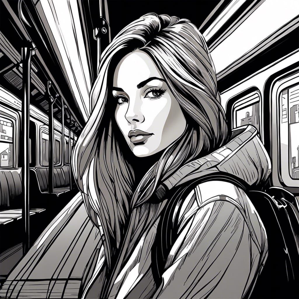 Urban sketching - in the Subway - AI Generated Artwork - NightCafe Creator