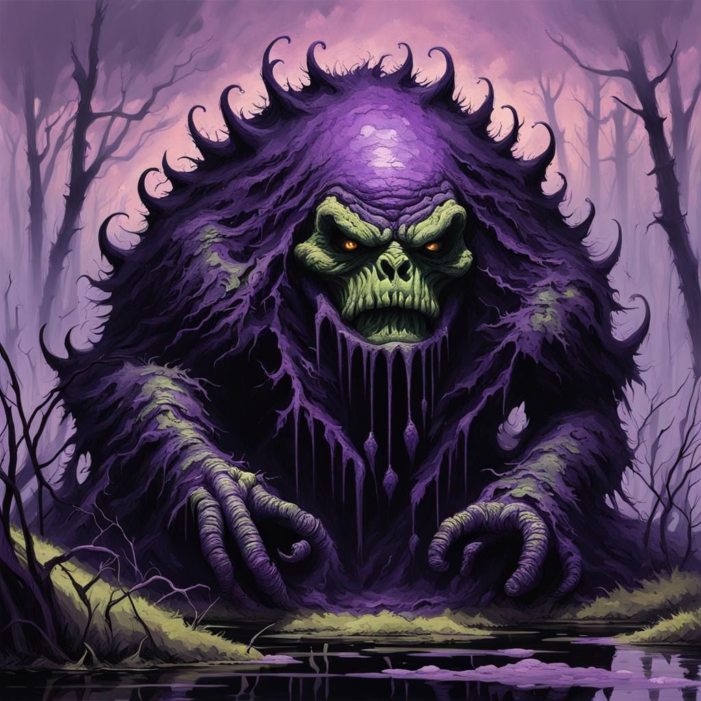The swamp creature with black and purple corruption, natural origin and ...