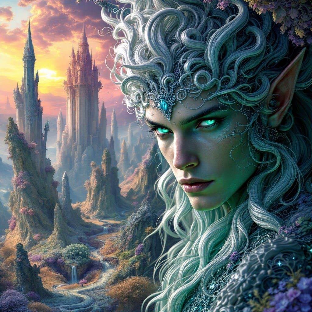 surreal Mandelbrot fractal male elf