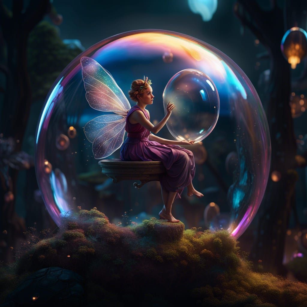 Fairy floating inside a soap bubble - AI Generated Artwork - NightCafe ...