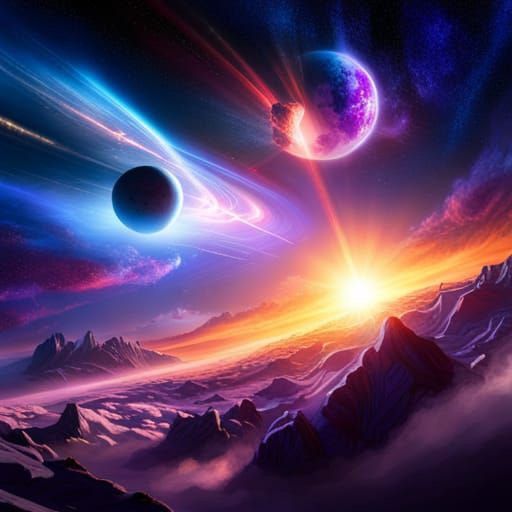 Purple magma beast comes through the void, fighting spacecraft with ...