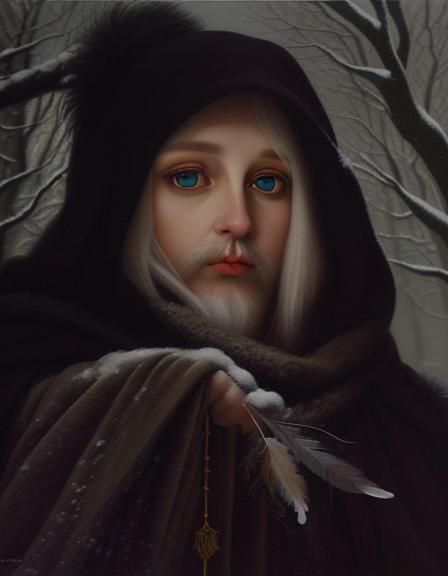 Canvas texture, Fine art oil painting. The Druids eyes comforted us ...