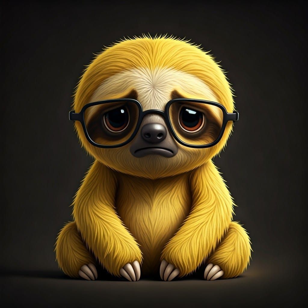 Feeling under the weather rn - Tiny Yellow Sloth with Glasse...