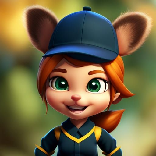 Head-Shot of a Cute Anthropomorphic squirrel girl Wearing modern ...