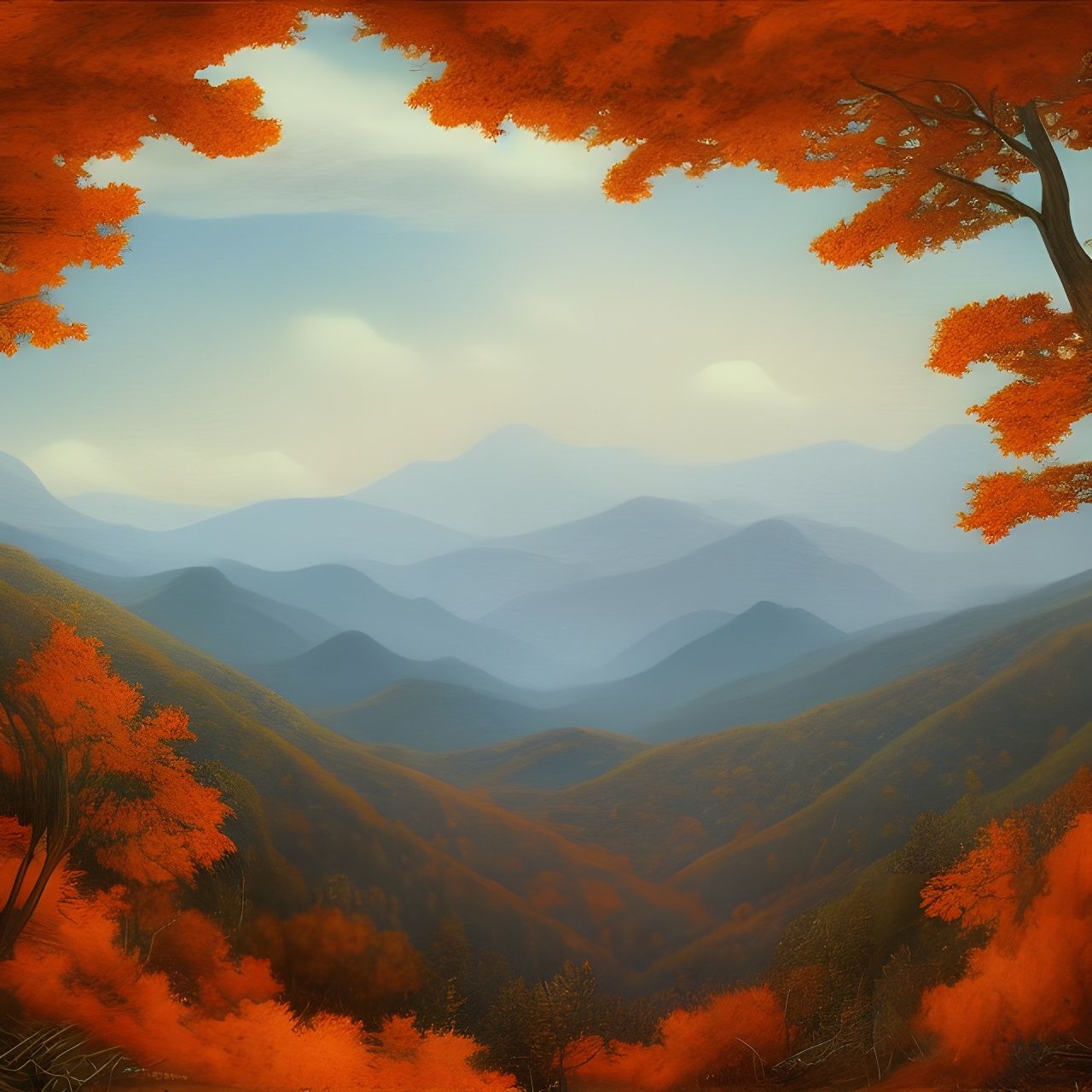 Blue Ridge Mountains - Fall - AI Generated Artwork - NightCafe Creator