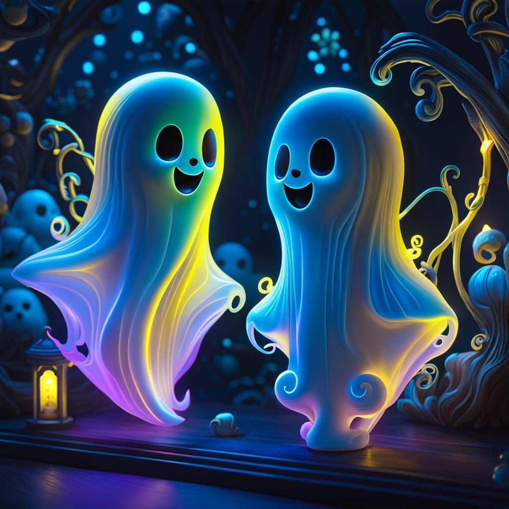 Two Baby Happy Ghosts Dancing! - AI Generated Artwork - NightCafe Creator