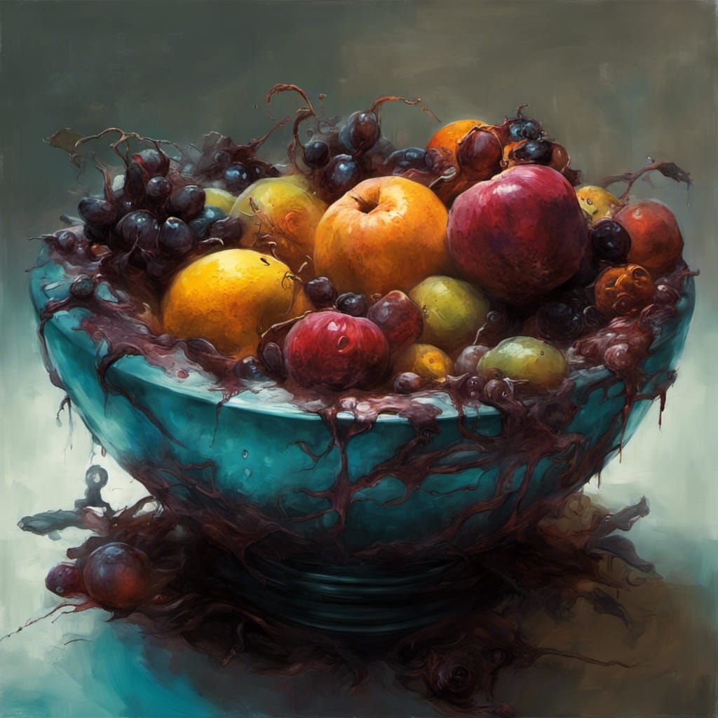 Haunted bowl of rotting fruit - AI Generated Artwork - NightCafe Creator
