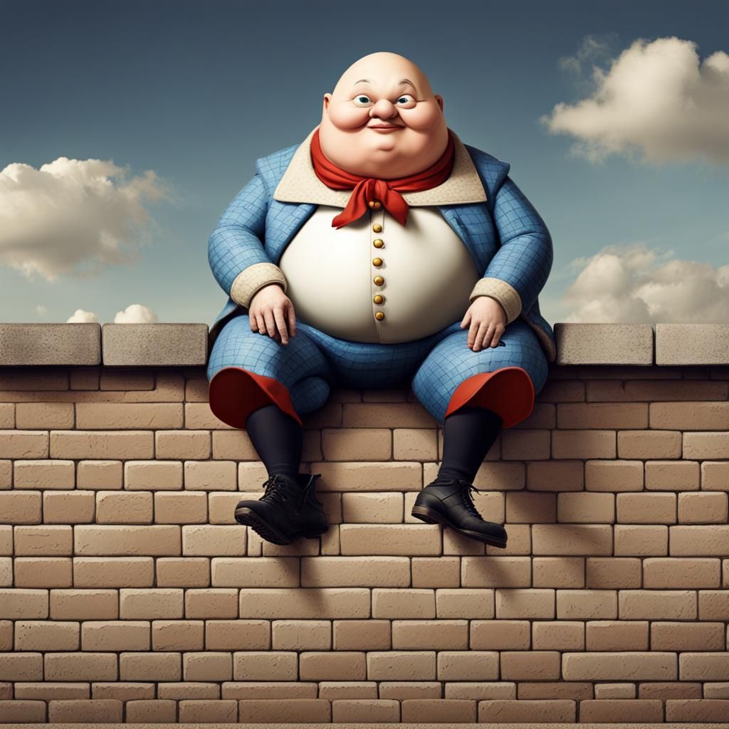 Visual depiction of Humpty Dumpty sitting on a wall - AI Generated ...