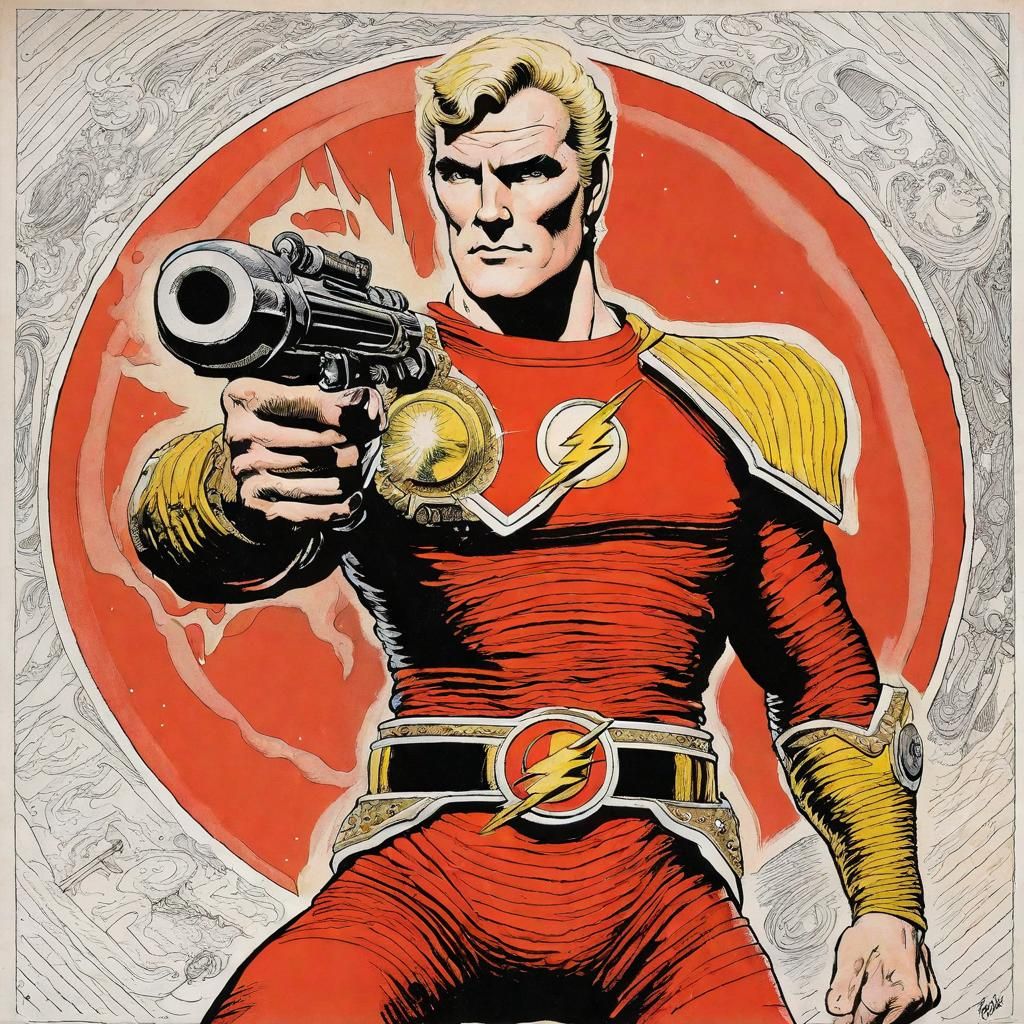 Flash Gordon by Dan Barry - Flash Gordon Ink Drawing in Comi...