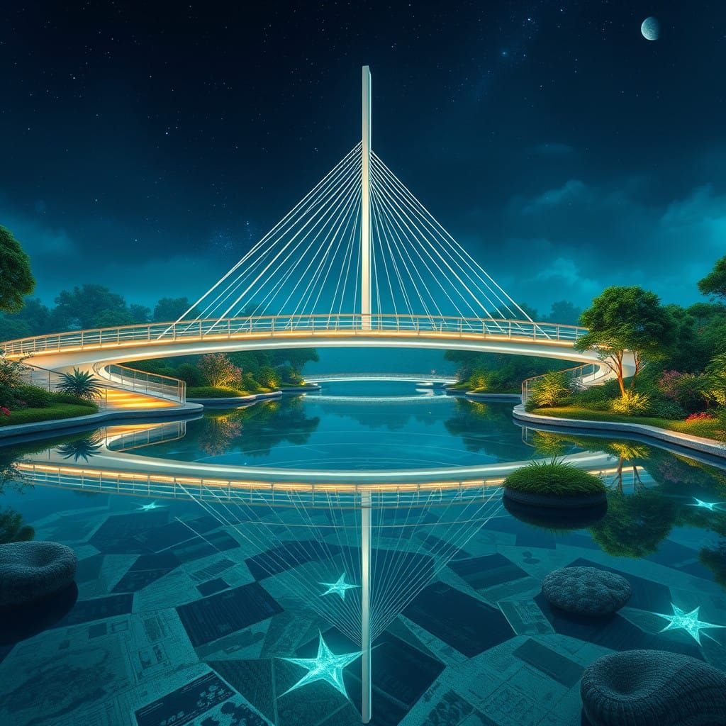 Wonder Bridge - Mathematical Wonder Bridge in a Serene Gar...