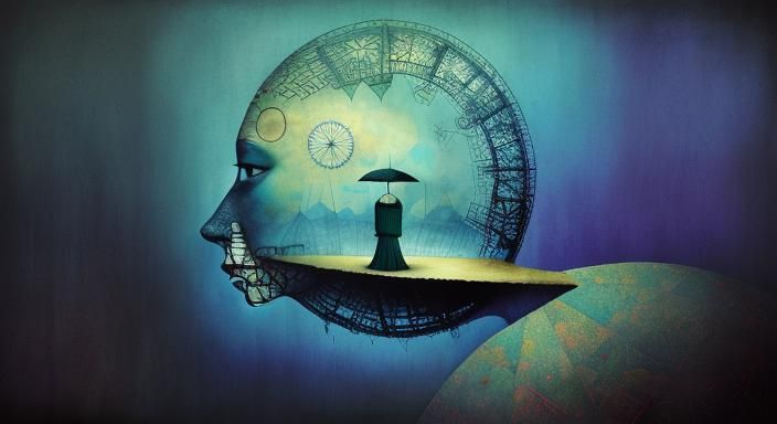 Surreal representation of a lost lonely woman, beautiful surrealism ...