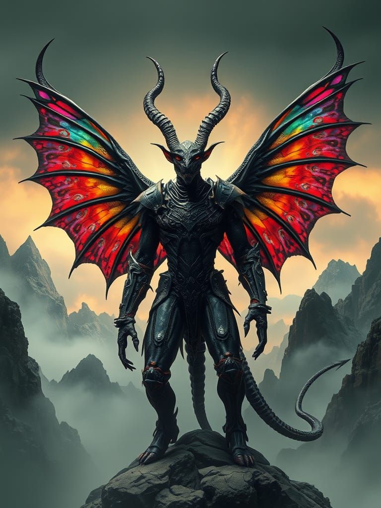 Double tailed demon with butterfly wings