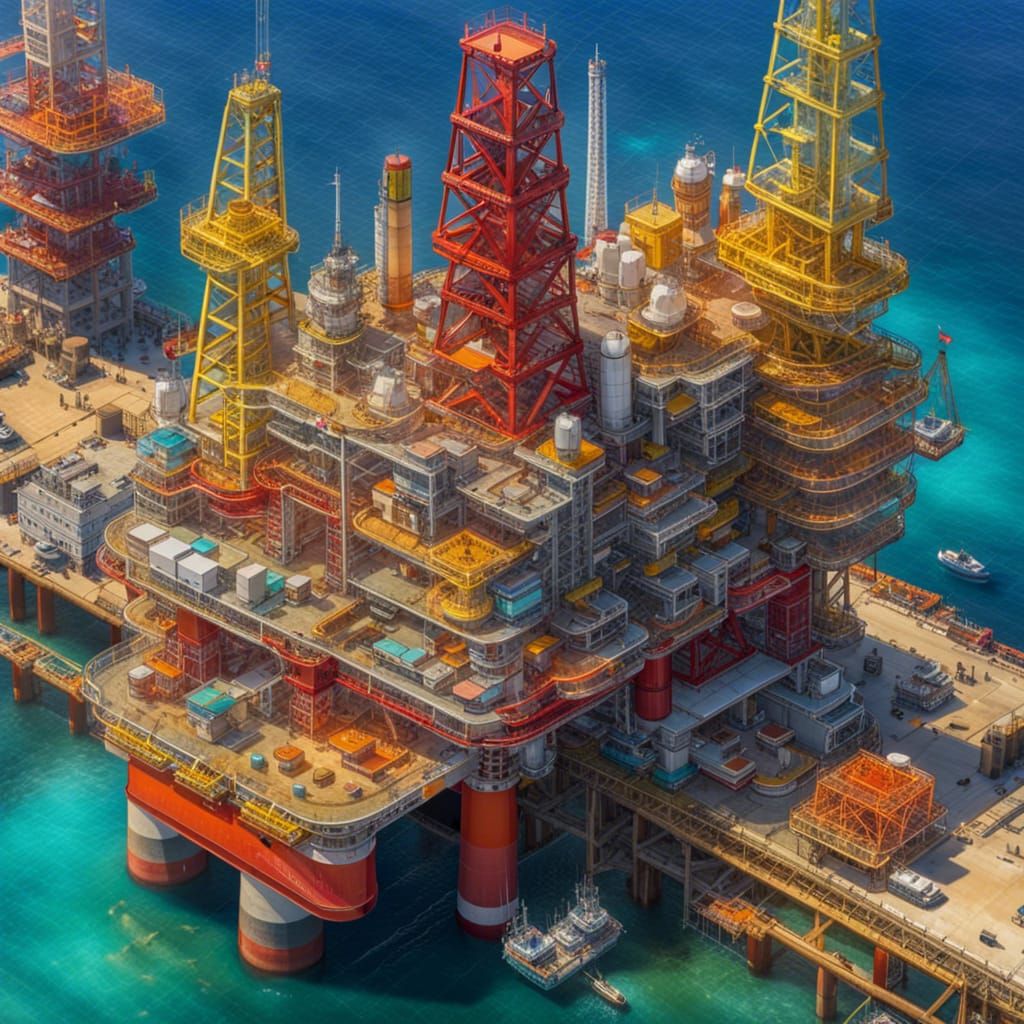 An oil rig at sea - AI Generated Artwork - NightCafe Creator