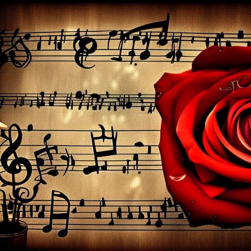 Rose with musical notes - AI Generated Artwork - NightCafe Creator
