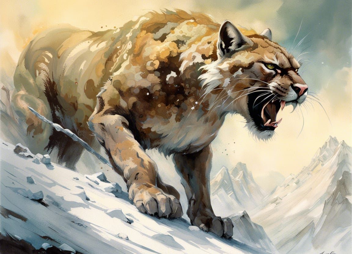 Sabertooth mountain lion - AI Generated Artwork - NightCafe Creator