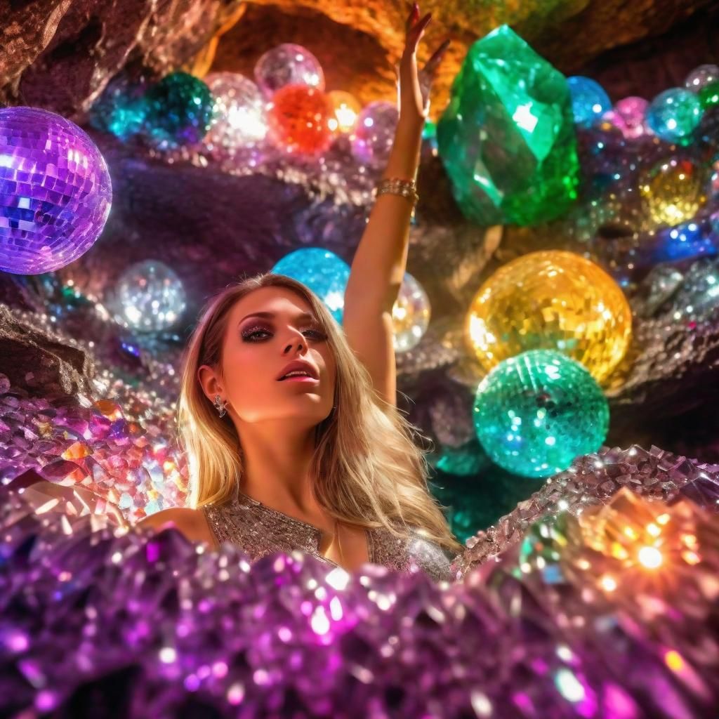 Rave in a Crystal Disco Cave #3 - AI Generated Artwork - NightCafe Creator