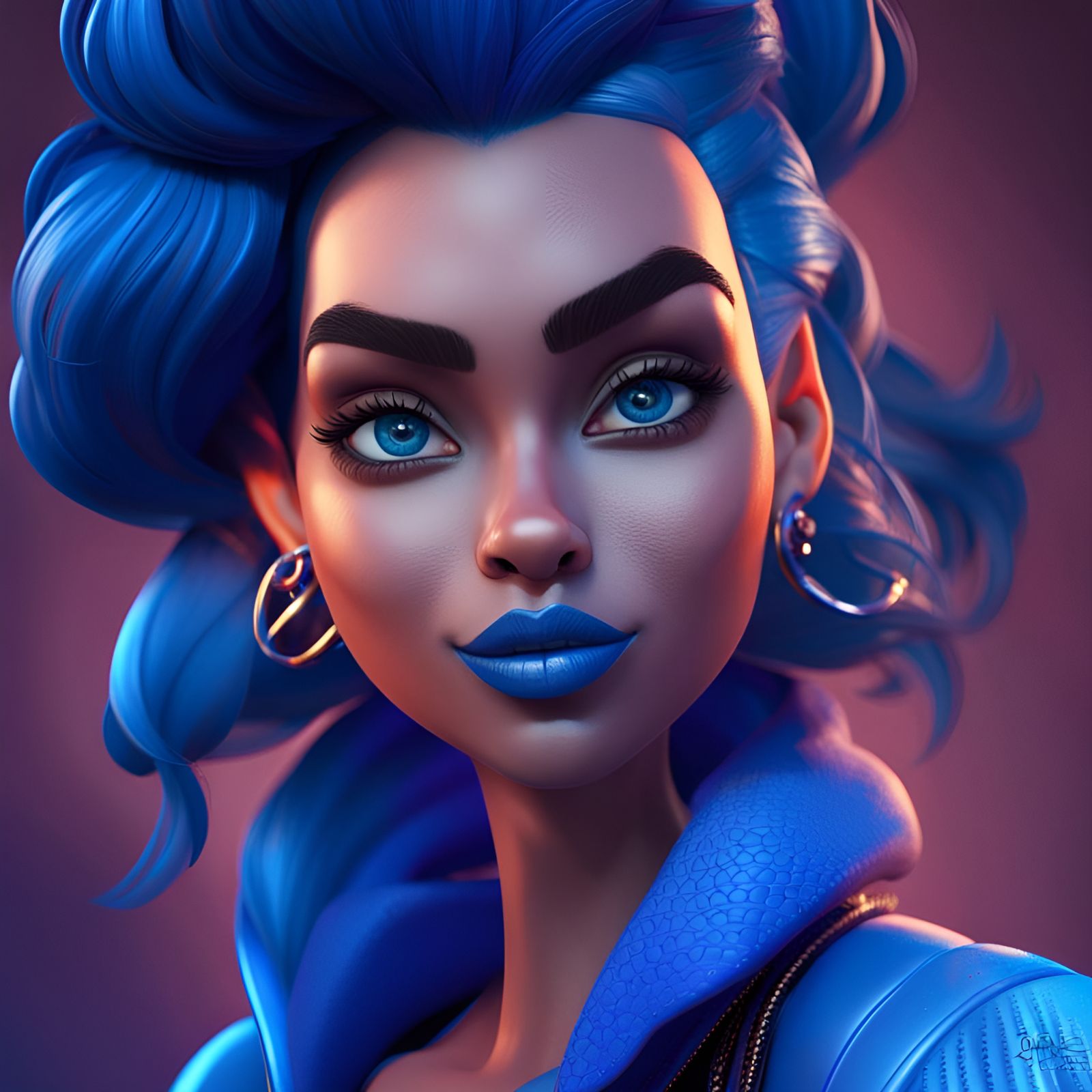 thug babe blue lips hot - AI Generated Artwork - NightCafe Creator