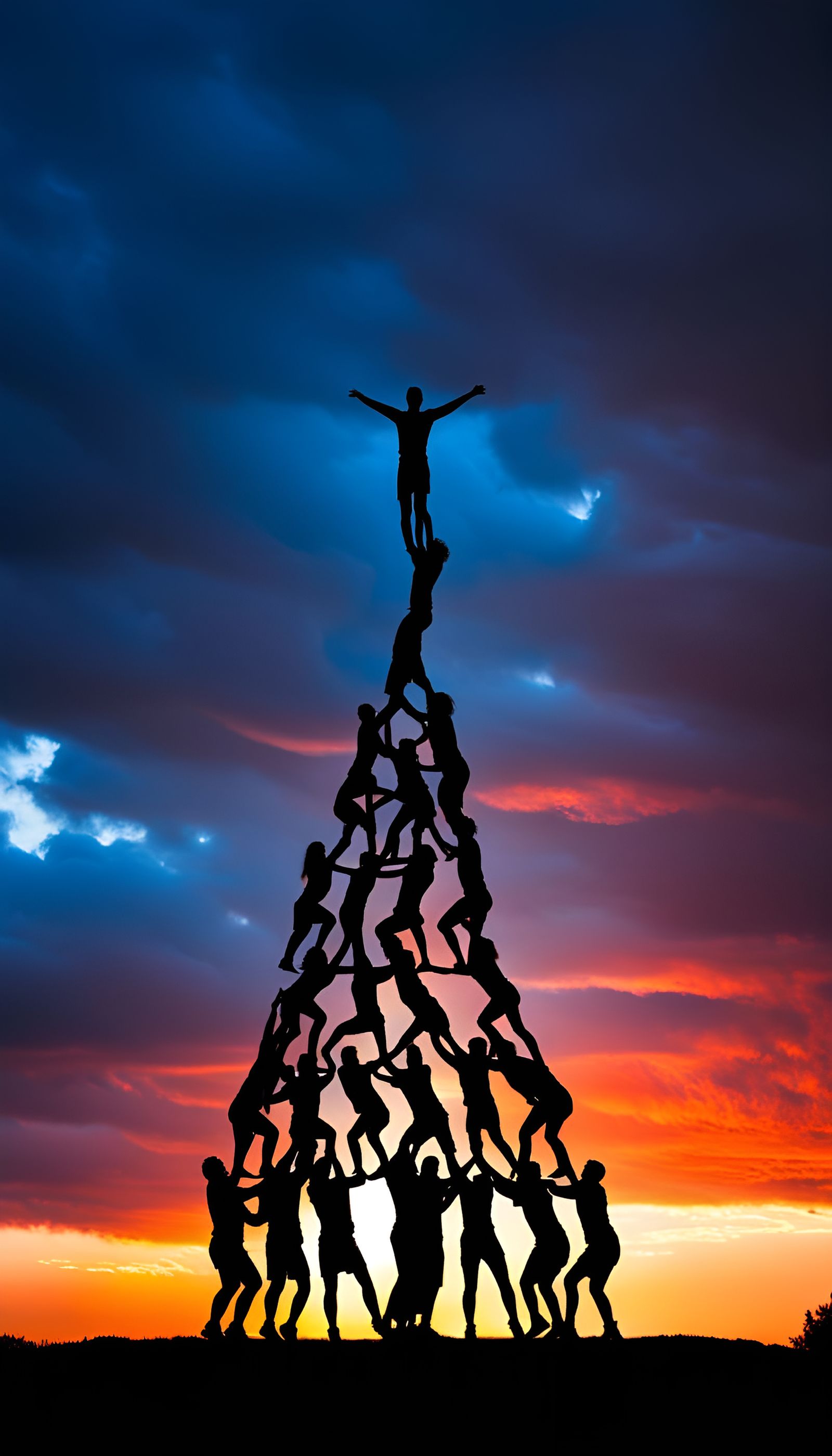 Teamwork, human pyramid - AI Generated Artwork - NightCafe Creator