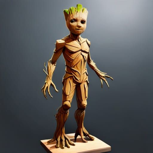 Full body image of Groot from Guardians of the Galaxy 3. oil painting ...