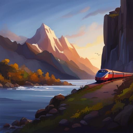 abstract train parked at the river - AI Generated Artwork - NightCafe ...