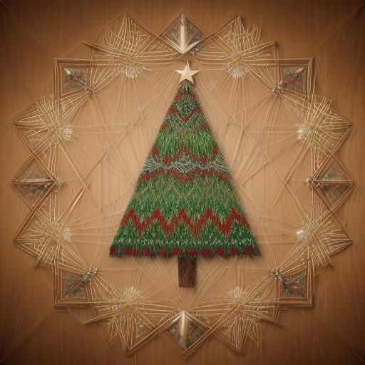 Unconventional Christmas tree made of crisscrossed wood, with wool ...