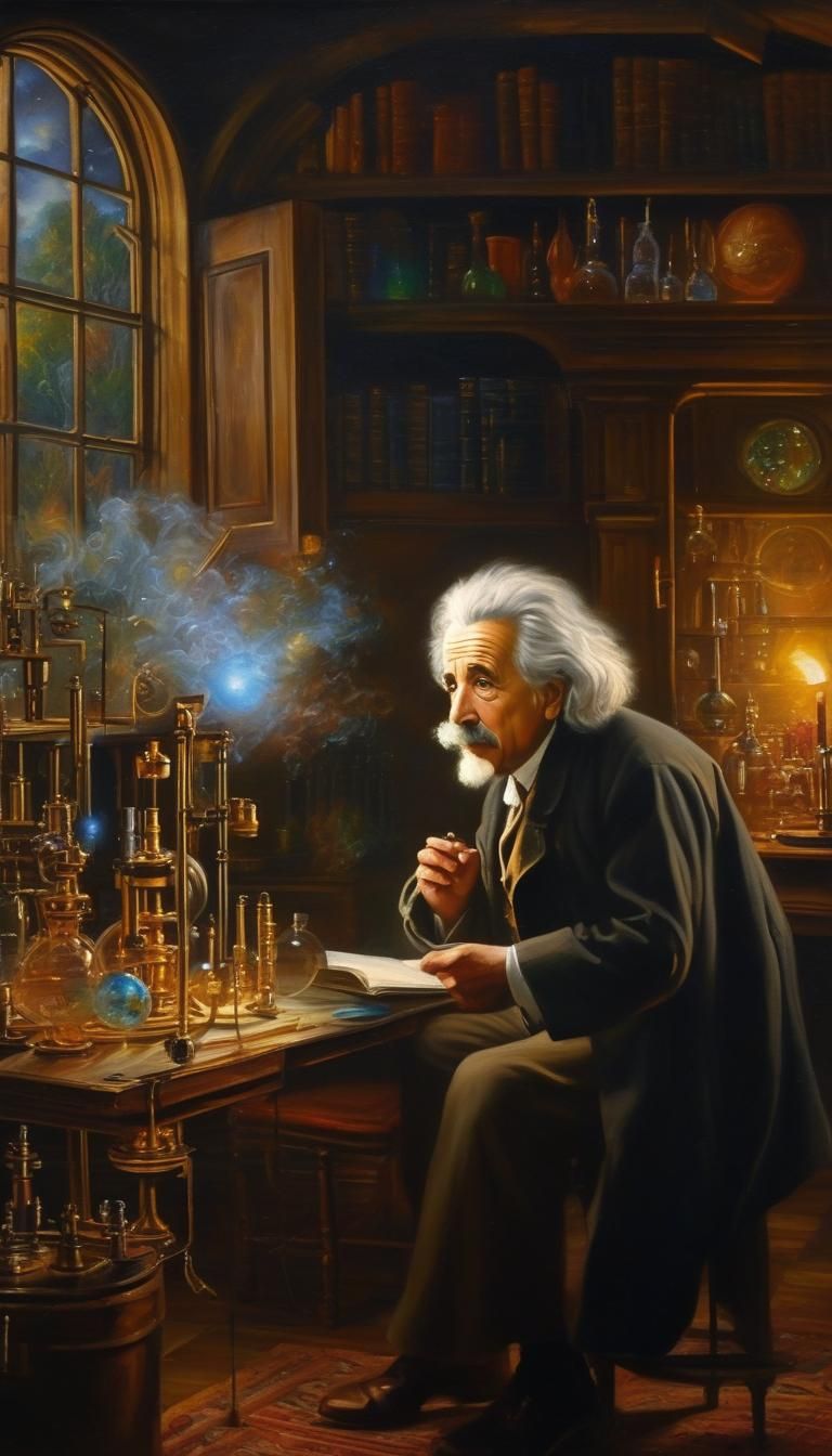 Einstein in his lab 03 - AI Generated Artwork - NightCafe Creator