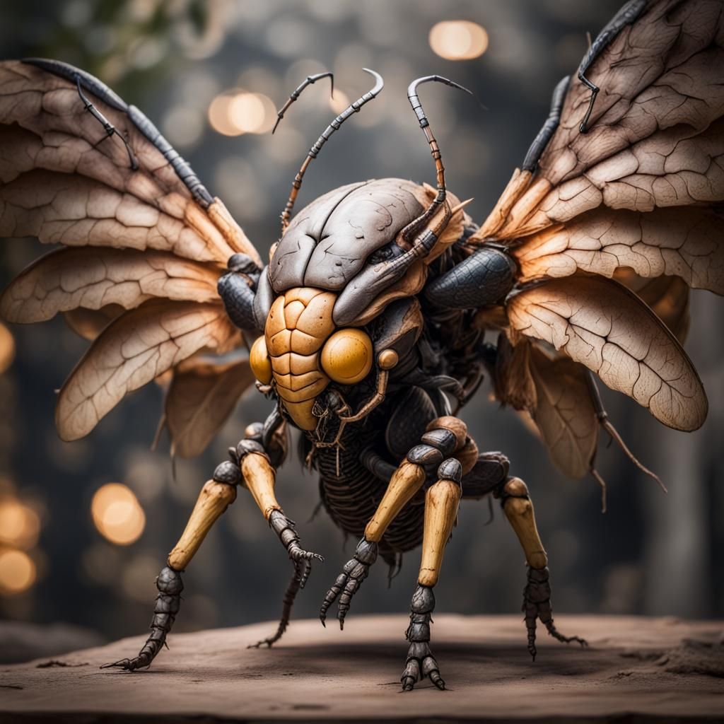 a giant winged brain monster where the brain is protected by a beetle ...