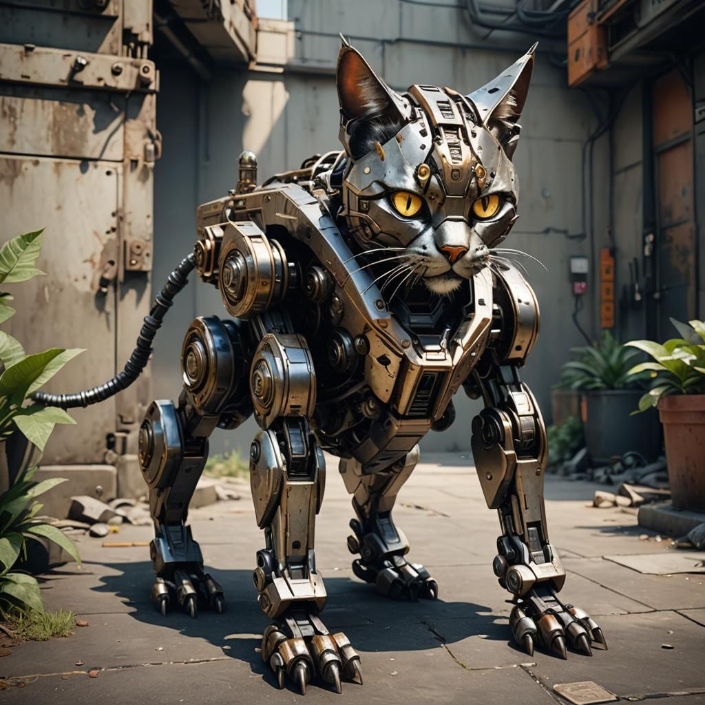 Mech cat - AI Generated Artwork - NightCafe Creator