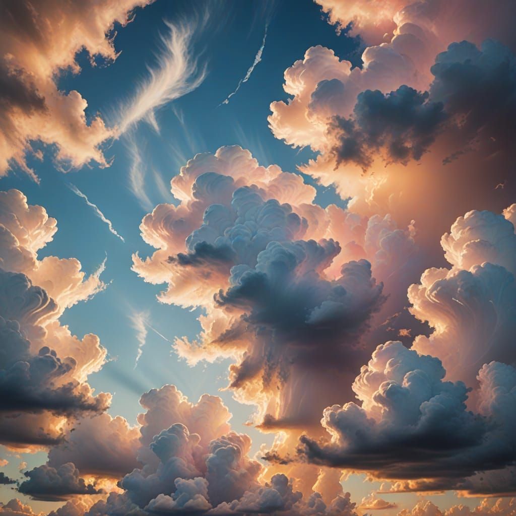 Ethereal Gentleman's Face in the Clouds - AI Art