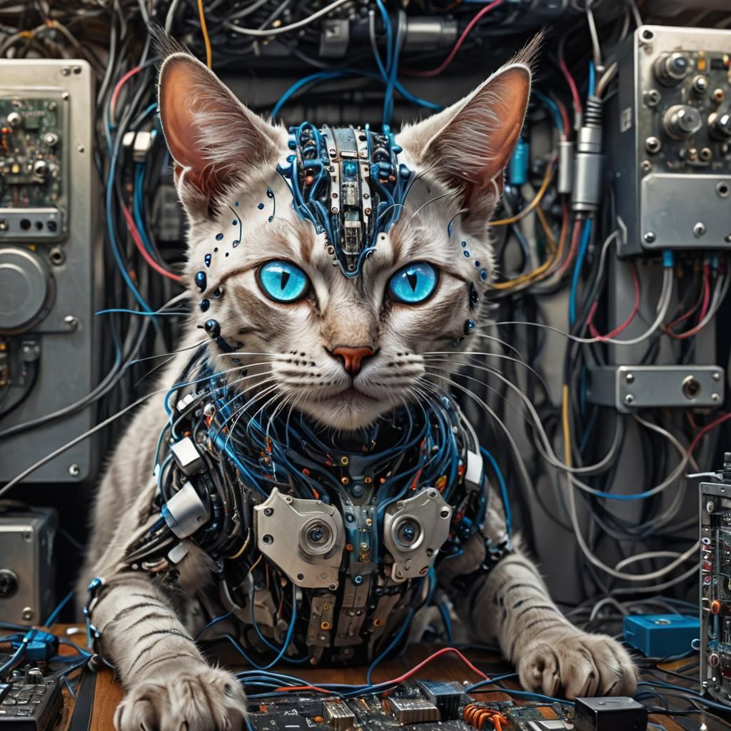 A cyborg cat - AI Generated Artwork - NightCafe Creator