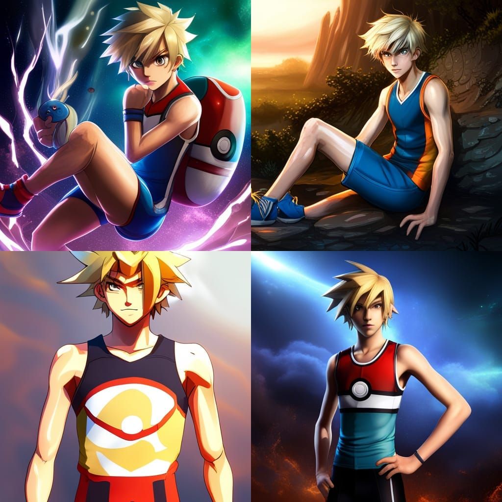 14-year-old boy with dirty blonde hair, wearing spandex pokemon themed ...