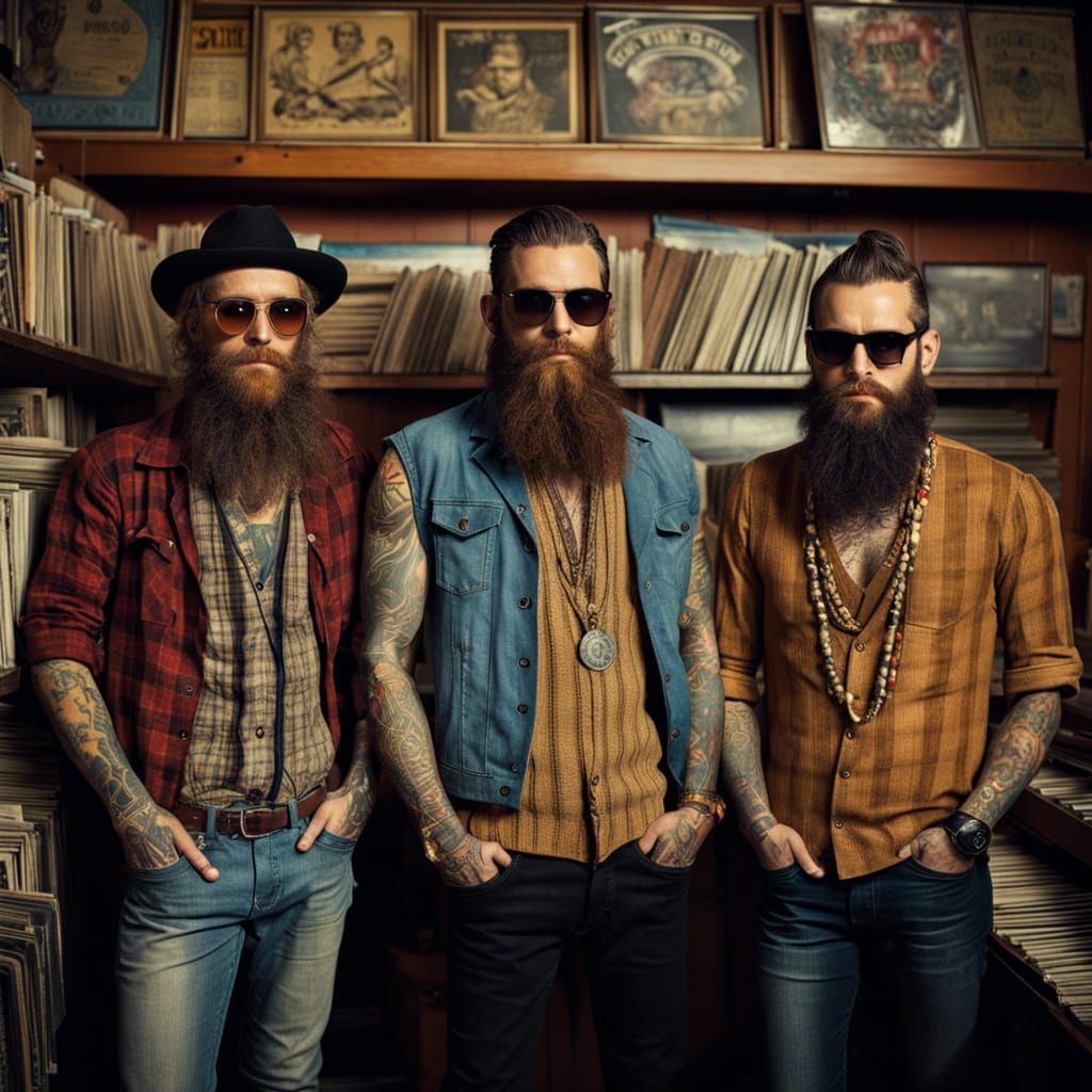 hipsters posing at the record store - AI Generated Artwork - NightCafe ...