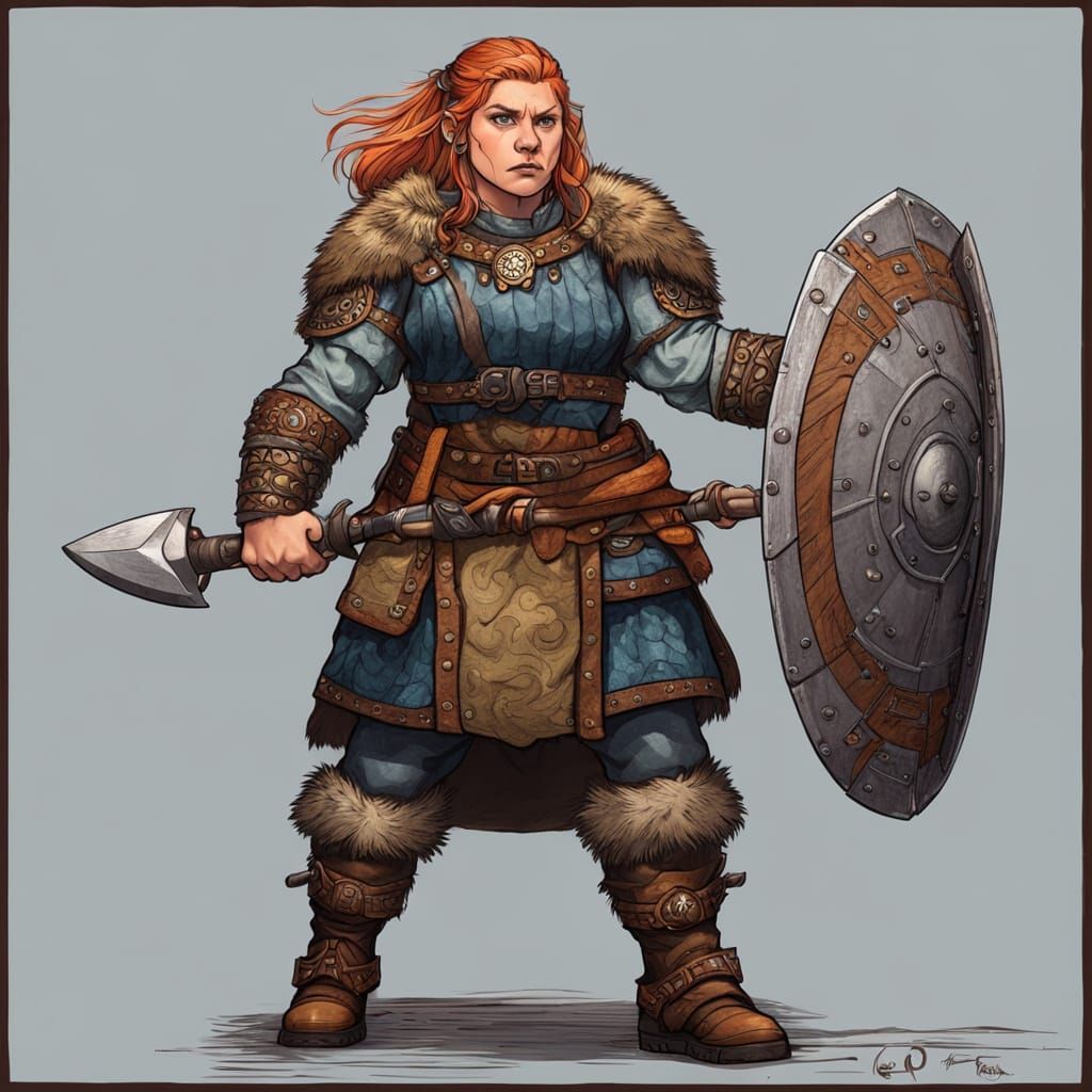 Dwarf Viking Barbarian - Viking Dwarf Shieldmaiden Warrior