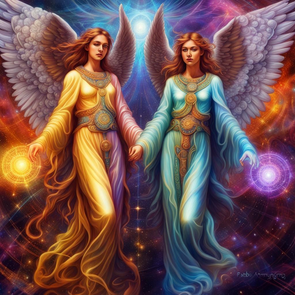 Enochian Angels, Archangels, Magick Servitors Blending Energy - AI ...