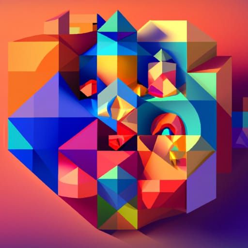 geometric shapes polychromatic cubist painting, Neo-Cubism, layered ...