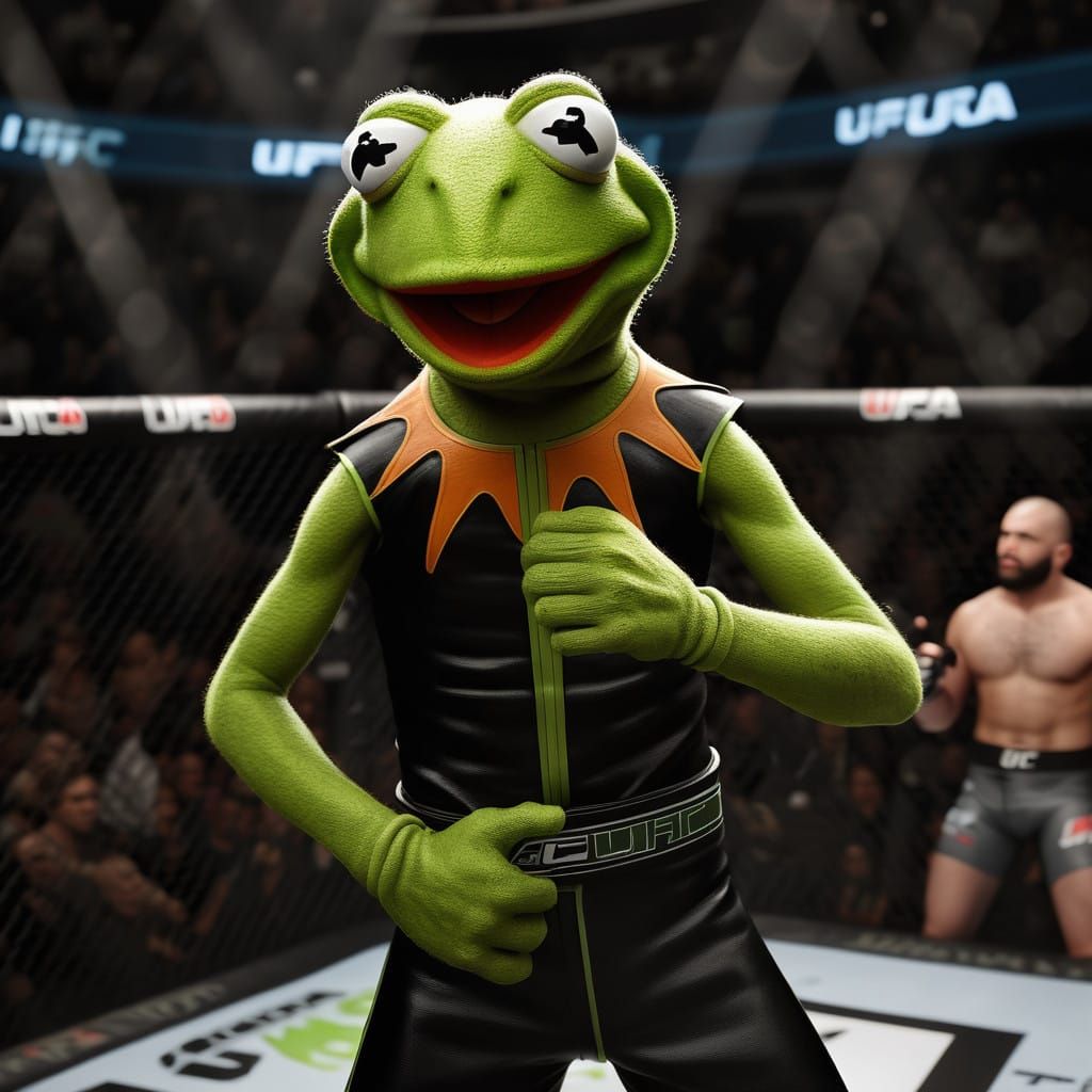 Kermit the frog UFC fighter - Sleek Frog Fighter Steals the...