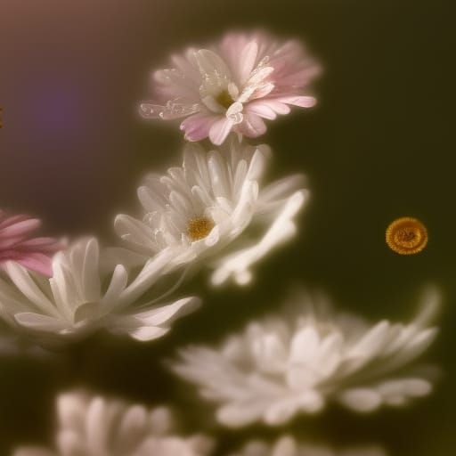 Focus on one flower/,morning dew oblique light of a summer morning ...