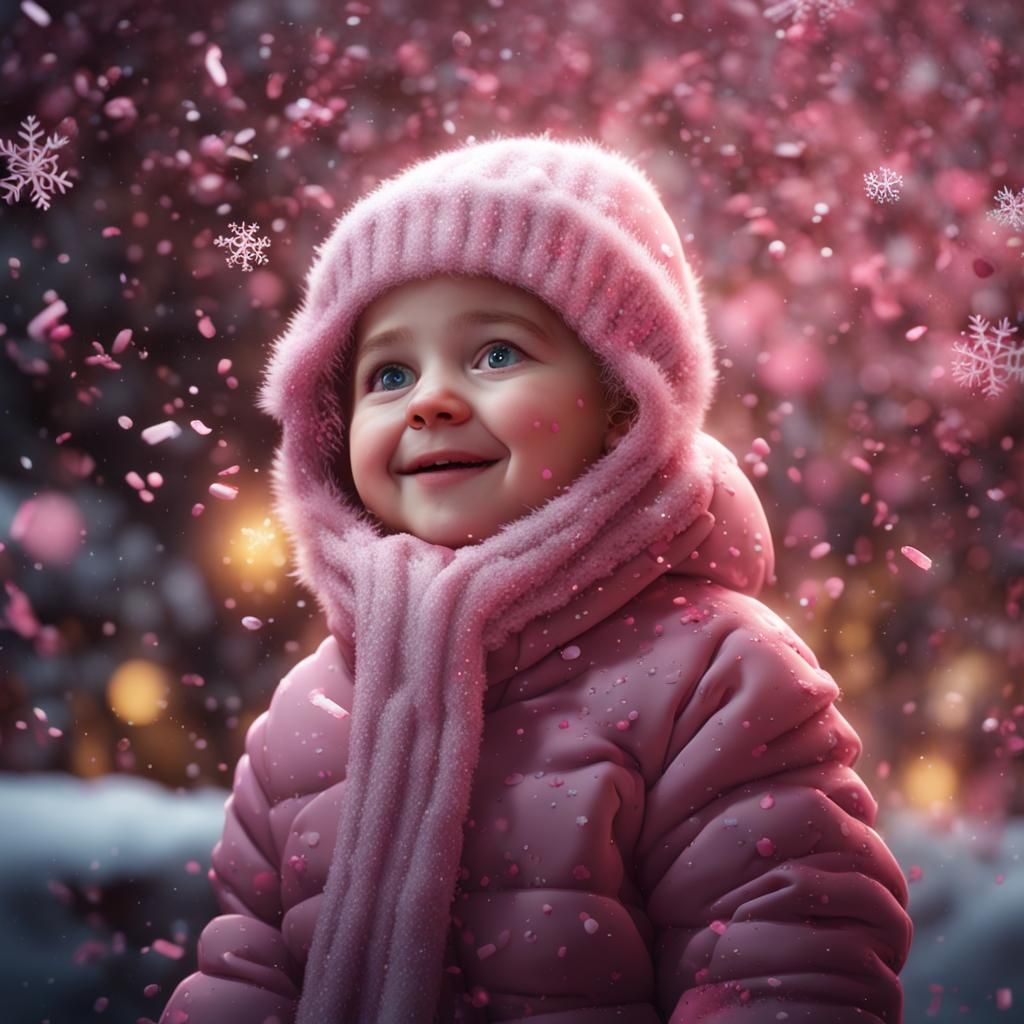 Snowflakes turning into pink confetti - AI Generated Artwork ...