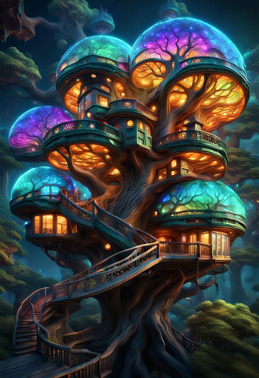 Bubble dome treehouse - AI Generated Artwork - NightCafe Creator