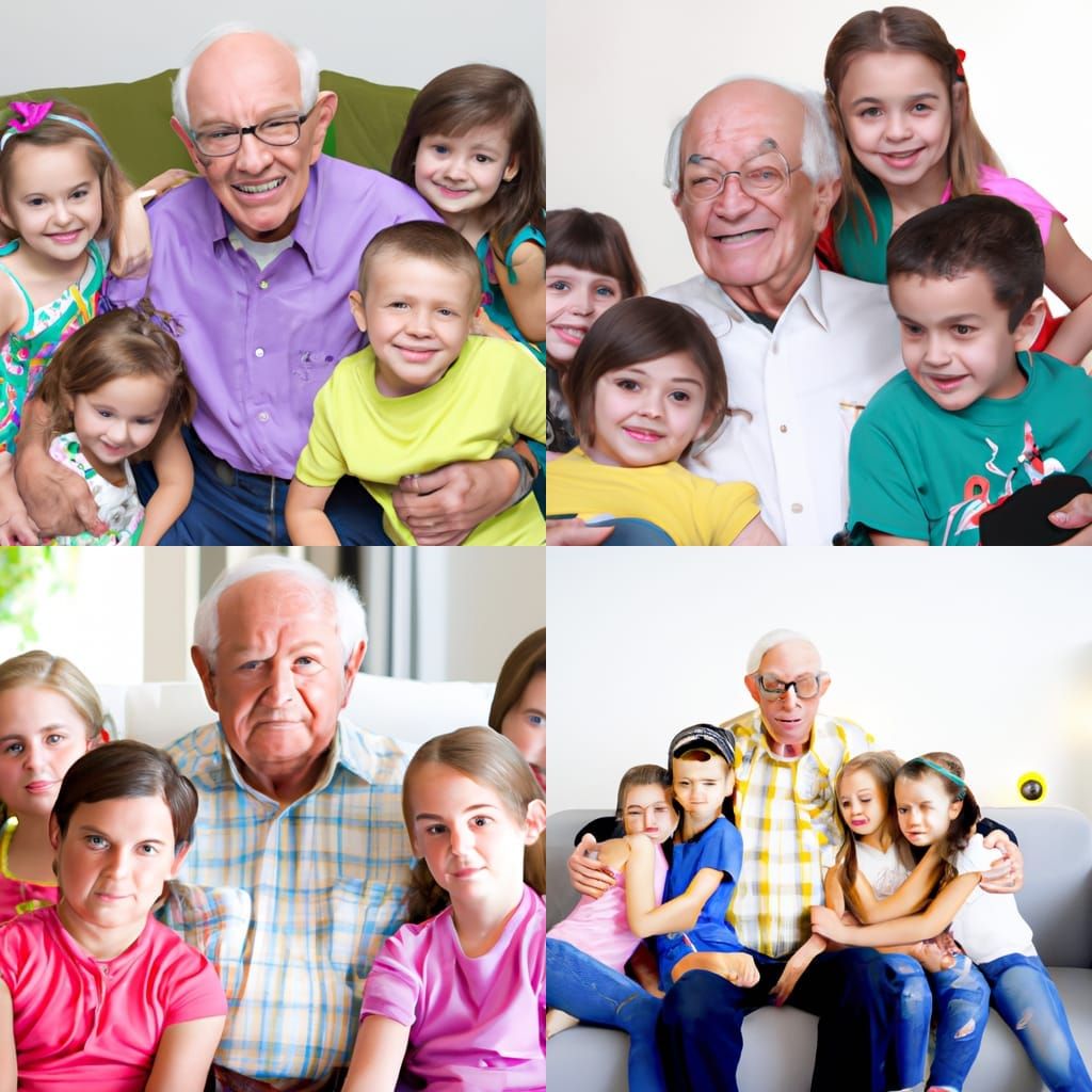 Grandparent surrounded by grandkids - AI Generated Artwork - NightCafe ...