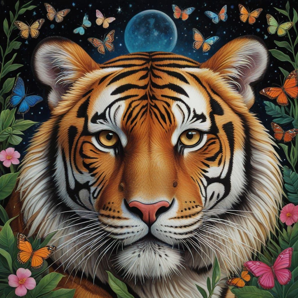 Tiger portrait - Mystical Tiger's Dreamlike Realm