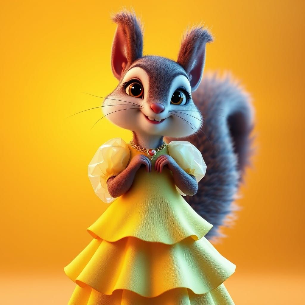 Squirrel Princess - Whimsical Squirrel Princess in Vibrant D...